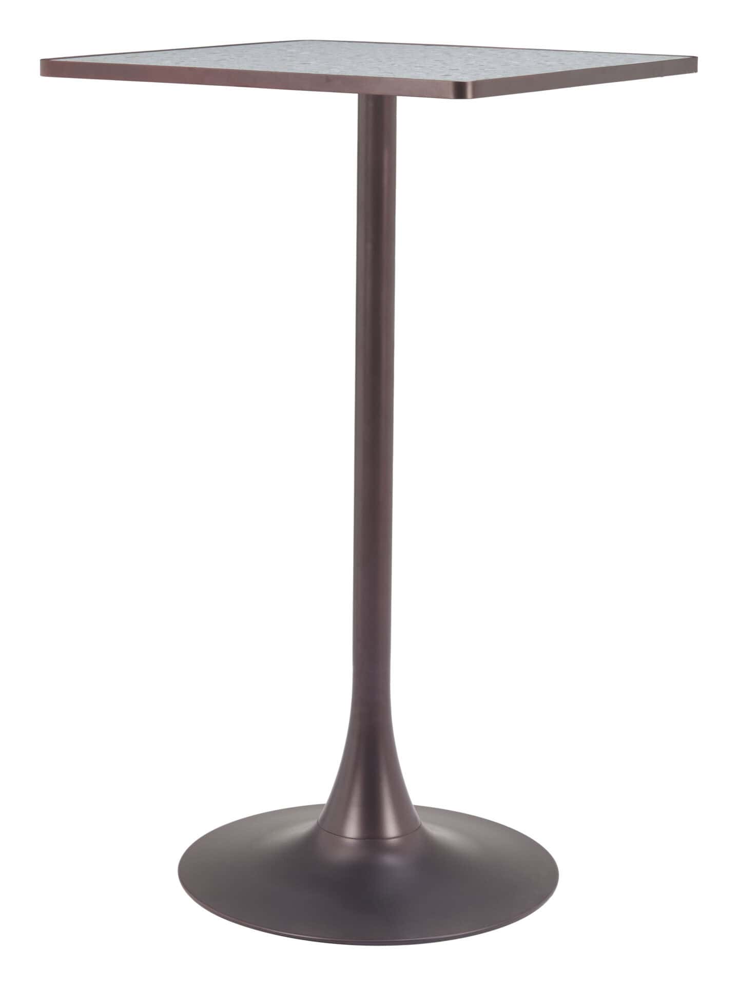 Gray & Bronze Square Bar Table, Modern Design, Seats 2 - Cave Supplies