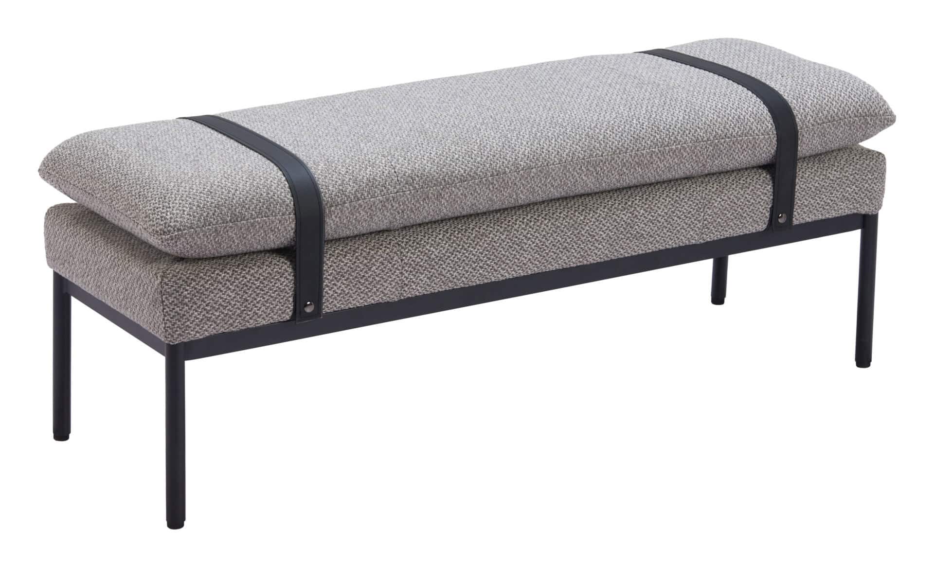Gray Steel Frame Bench with Plush Fabric Seat - Cave Supplies