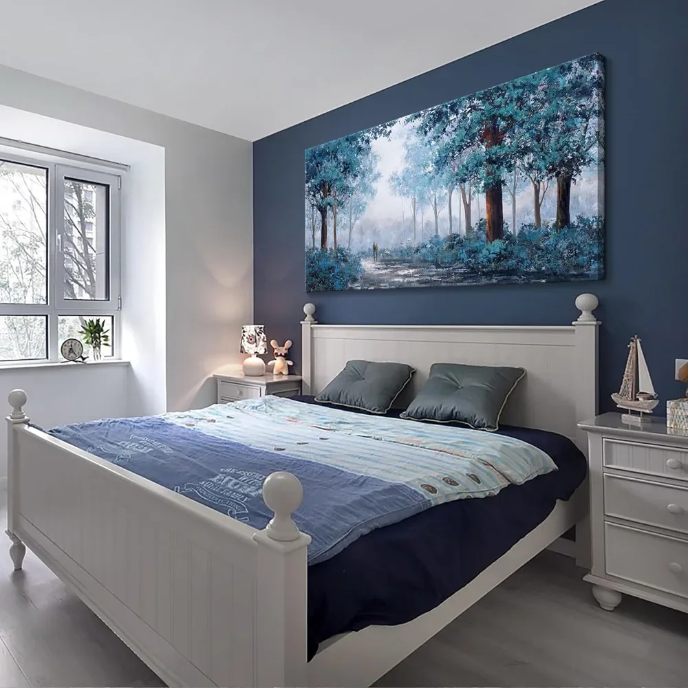 Navy Blue Metal Wall Art for Living Room and Garden - Cave Supplies