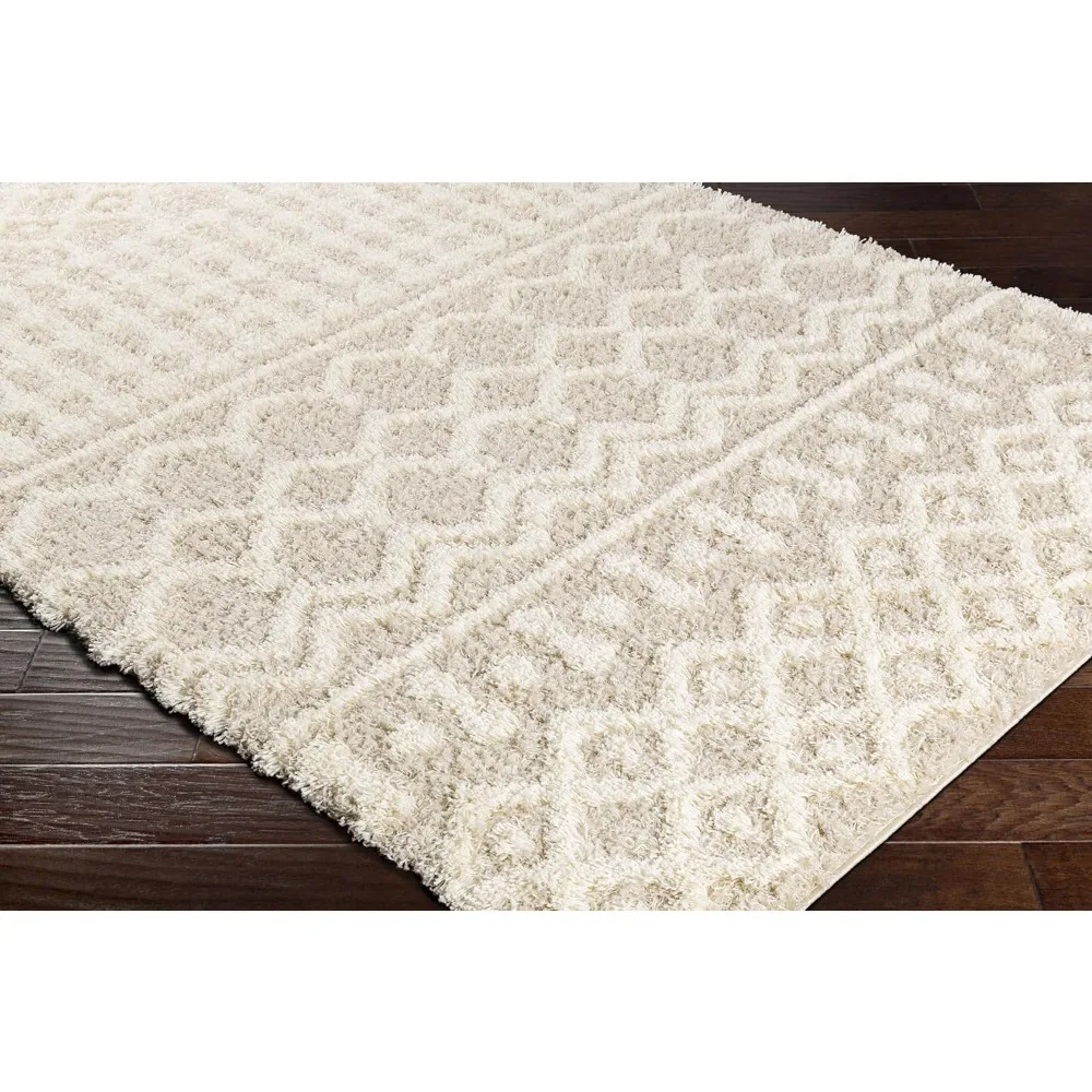 Moroccan Shag Area Rug, Beige 7x10, Gaming Room Decor - Cave Supplies