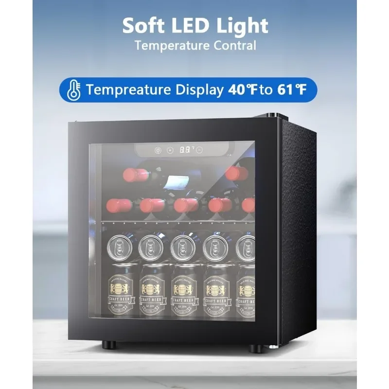 Mini Fridge 12 Bottle 48 Can Beverage Cooler with Glass Door - Cave ...