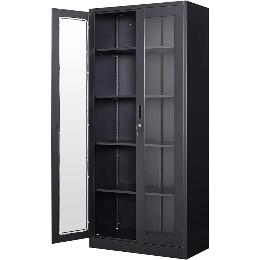 Locking Display Cabinet with Glass Doors for Home and Office - Cave ...
