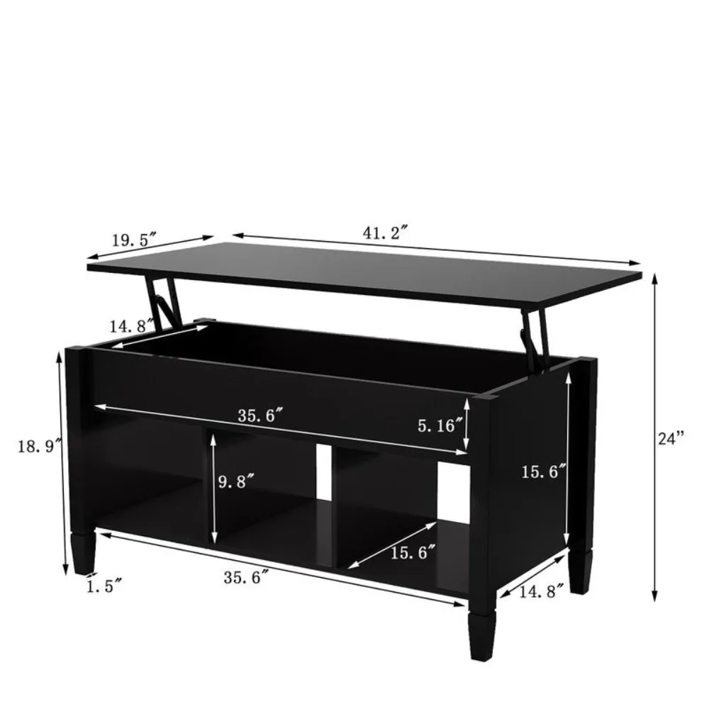 Lift Top Black Coffee Table, Simple Stylish Luxury for Living Room ...