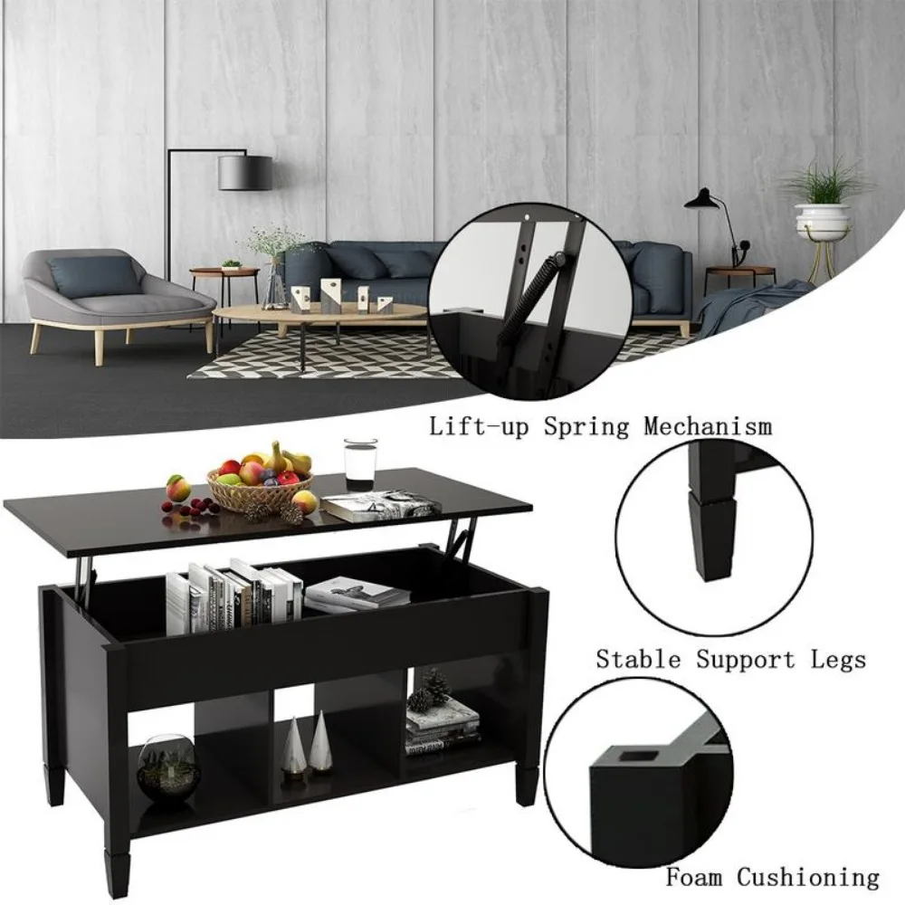 Lift Top Black Coffee Table, Simple Stylish Luxury for Living Room ...