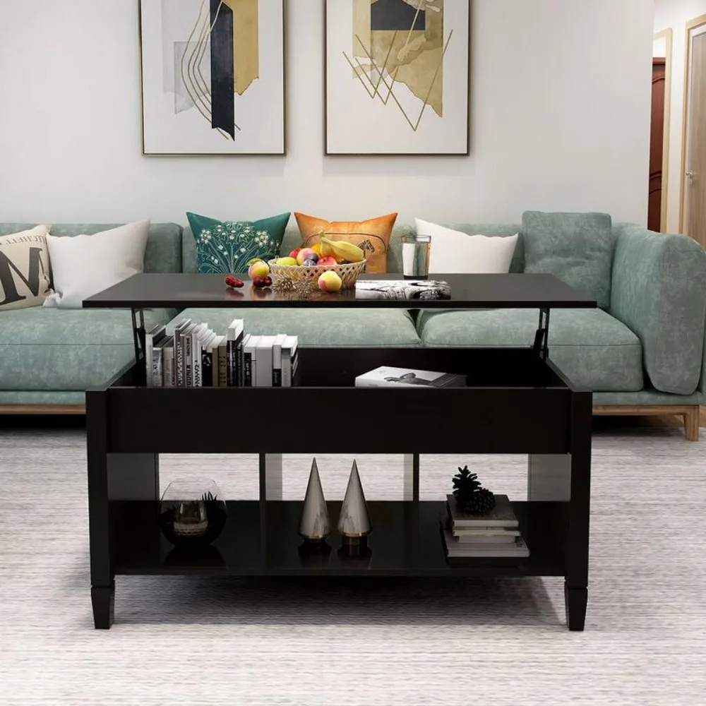 Lift Top Black Coffee Table, Simple Stylish Luxury for Living Room ...