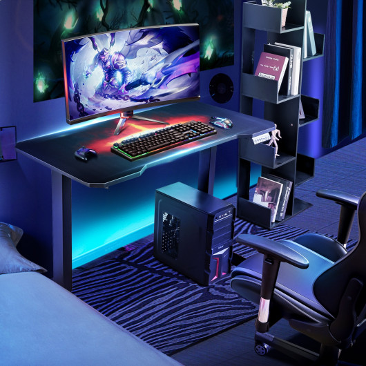 Electric Height Adjustable Gaming Desk with Spacious Carbon Fiber ...