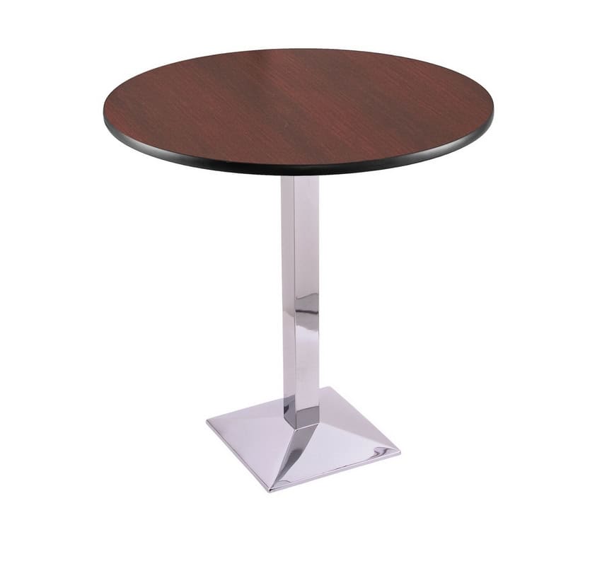 36-Inch Tall Chrome Table with Reversible 36-Inch Black/Dark Cherry ...