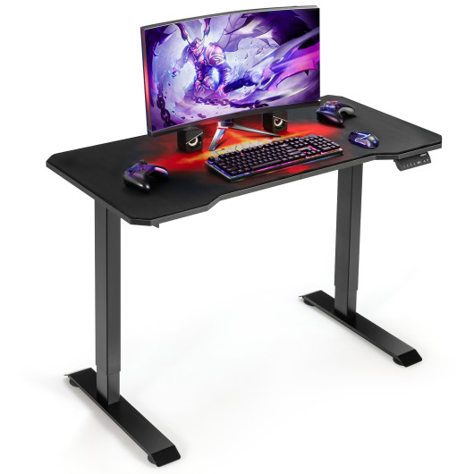 Electric Height Adjustable Gaming Desk with Spacious Carbon Fiber ...