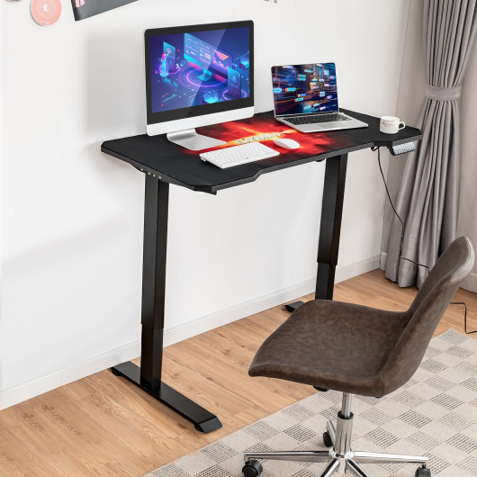 Electric Height Adjustable Gaming Desk with Spacious Carbon Fiber ...
