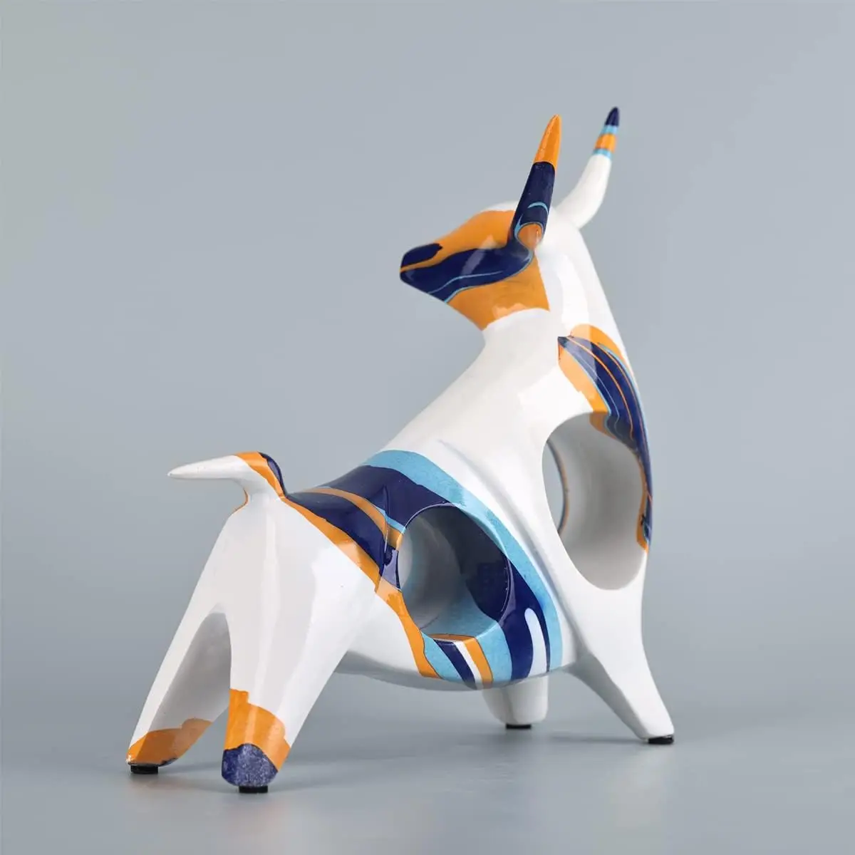 Colorful Bull Resin Sculpture Modern Art Home Decor Statue - Cave Supplies