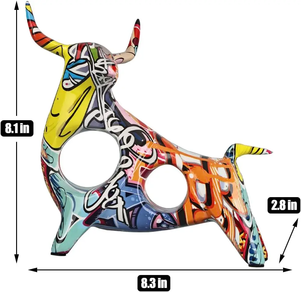 Colorful Bull Resin Sculpture Modern Art Home Decor Statue - Cave Supplies