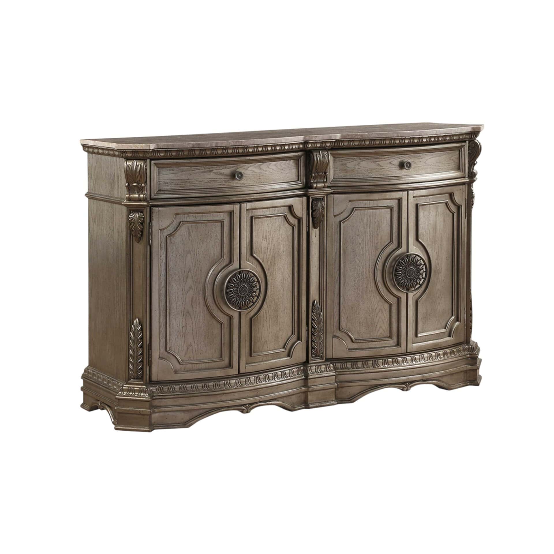 Solid Wood Champagne Sideboard with Marble Top and Storage - Cave Supplies