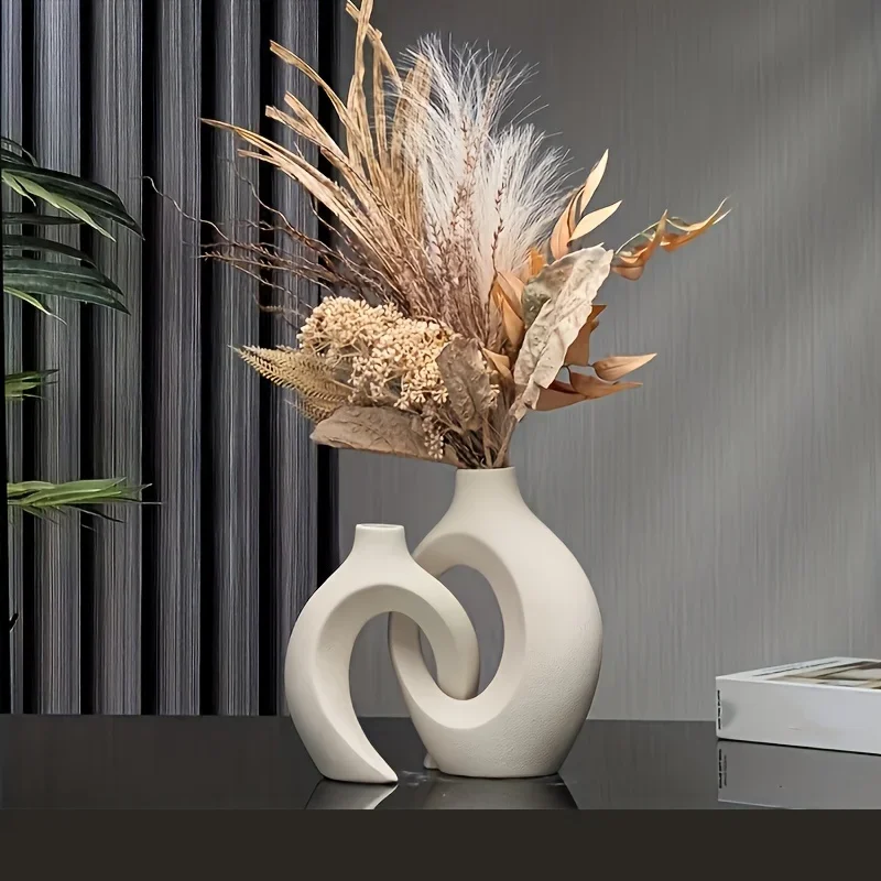 Ceramic Vase Set for Living Room and Study Decor - Cave Supplies