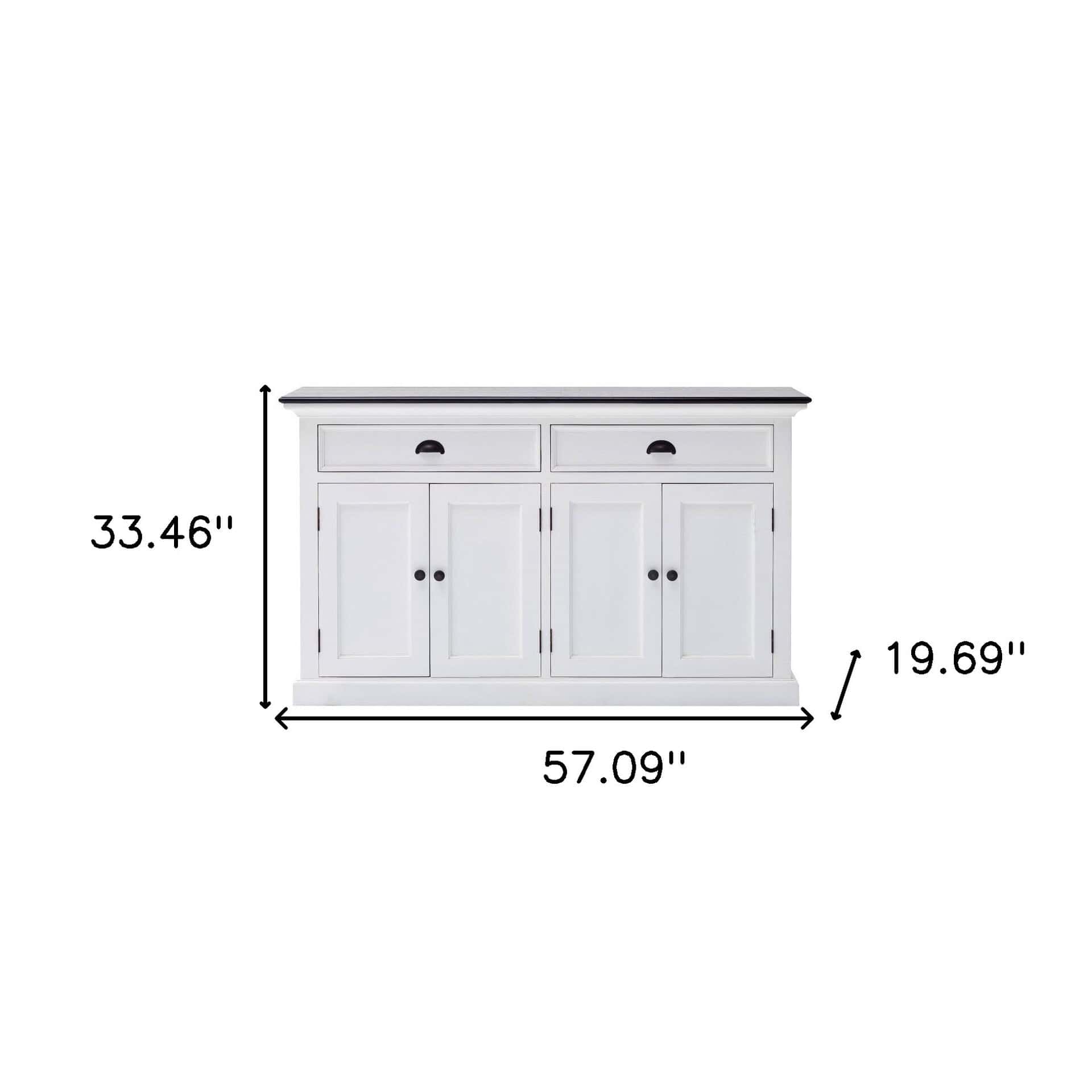 Black and White Farmhouse Buffet Server with Storage Shelves - Cave ...