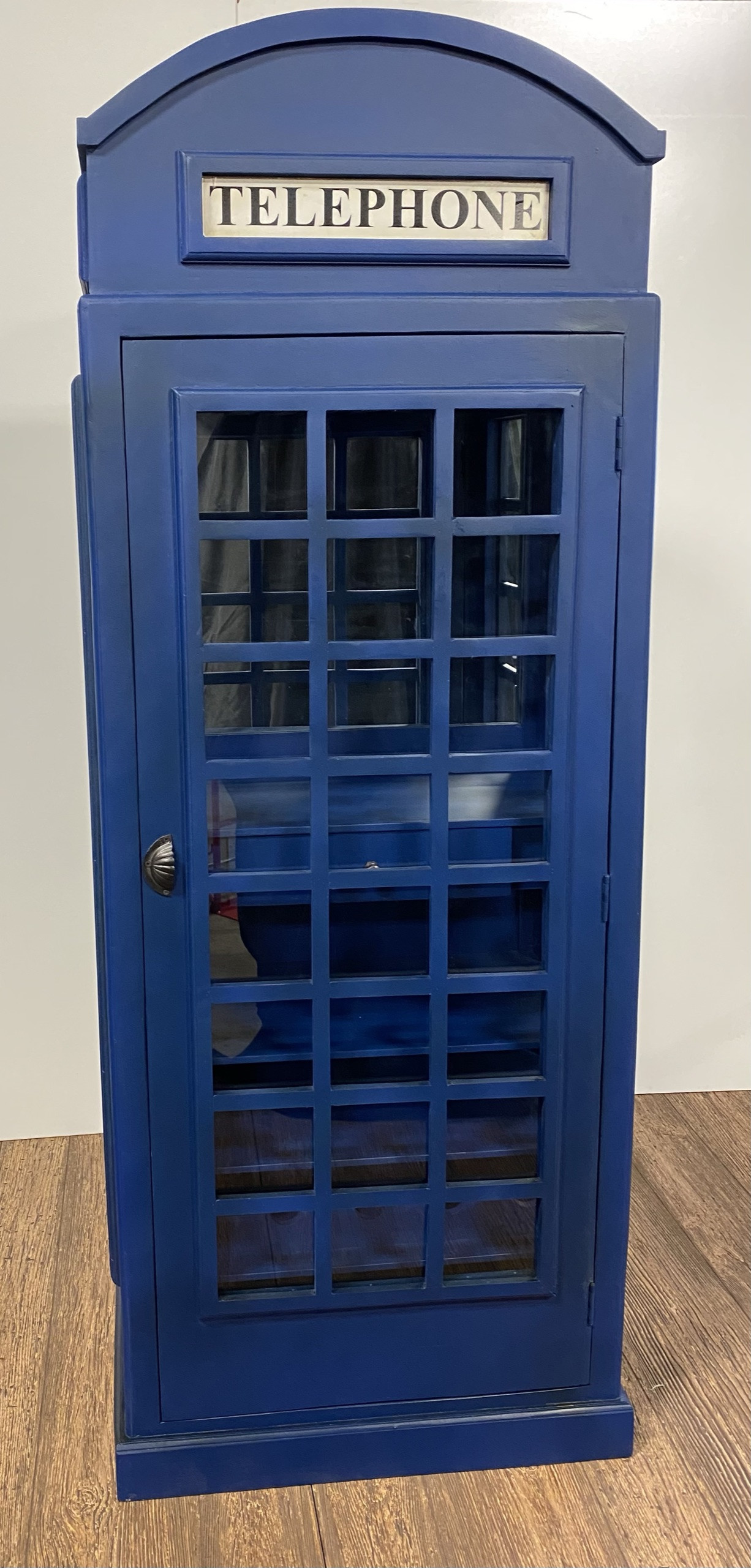 Vintage Blue Wooden Phone Booth Bar Cabinet with Wine Storage - Cave ...