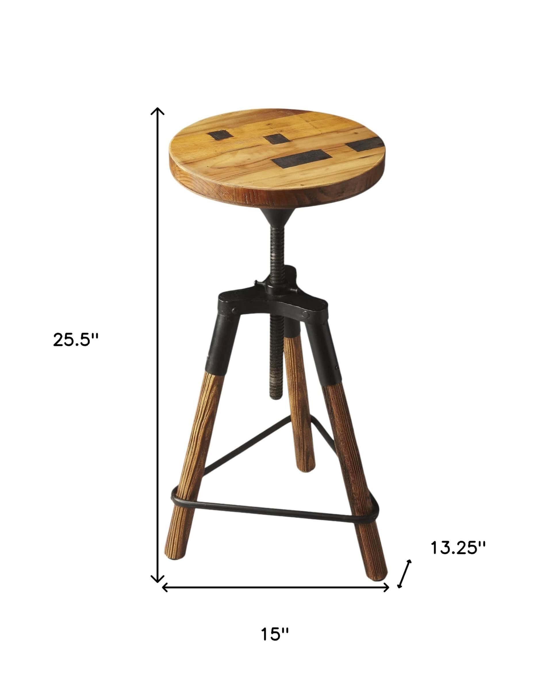 25.5-Inch Brown and Black Backless Swivel Counter Height Bar Stool ...