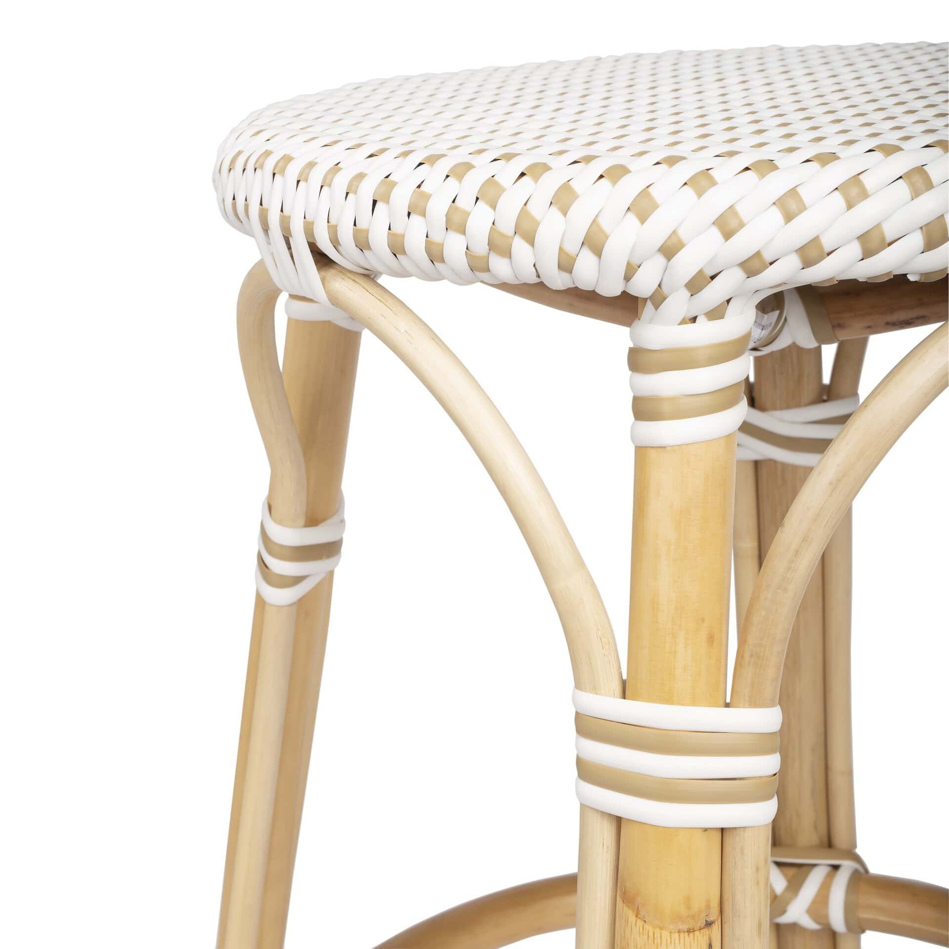 24-Inch Beige White Natural Rattan Backless Counter Height Bar Stool ...