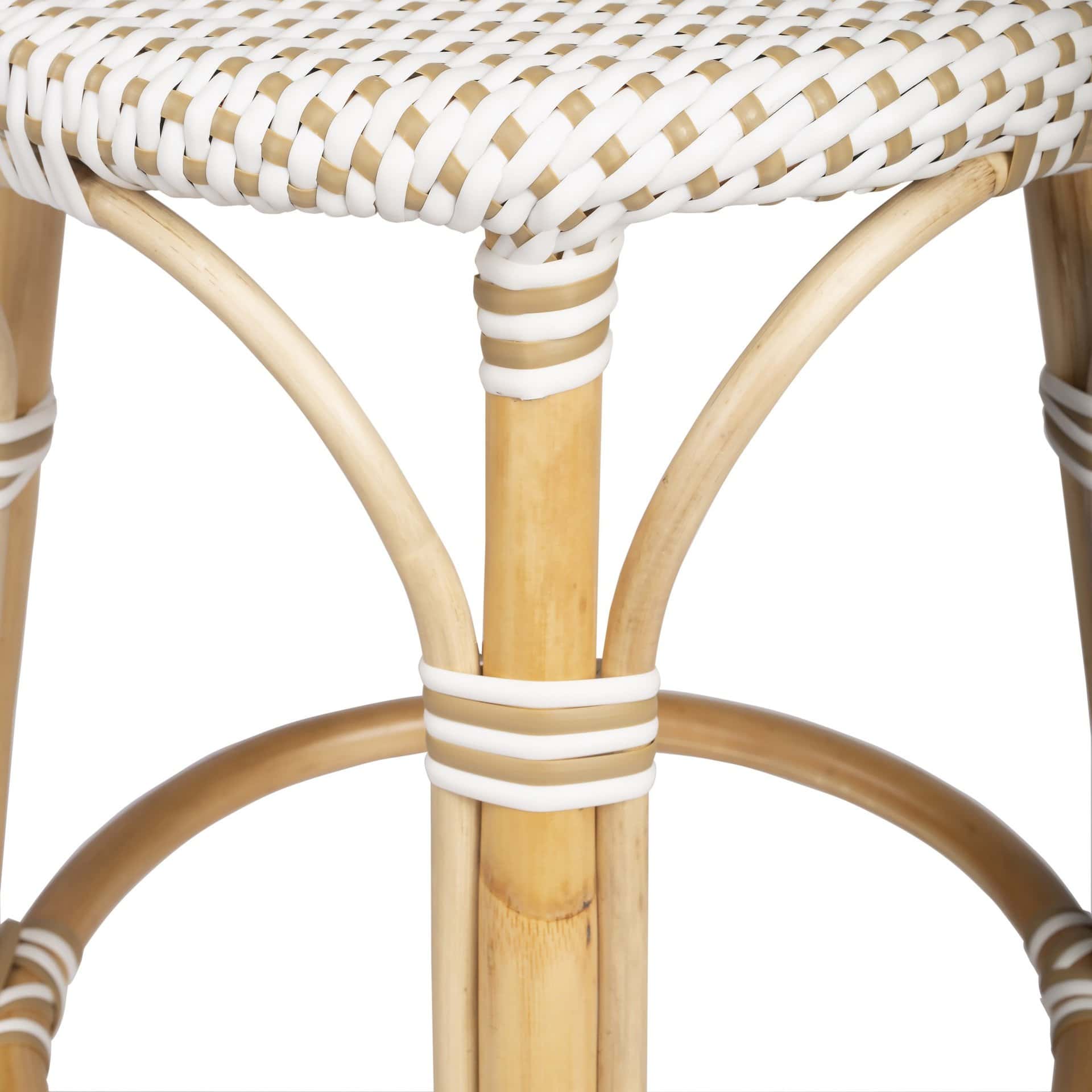 24-Inch Beige White Natural Rattan Backless Counter Height Bar Stool ...