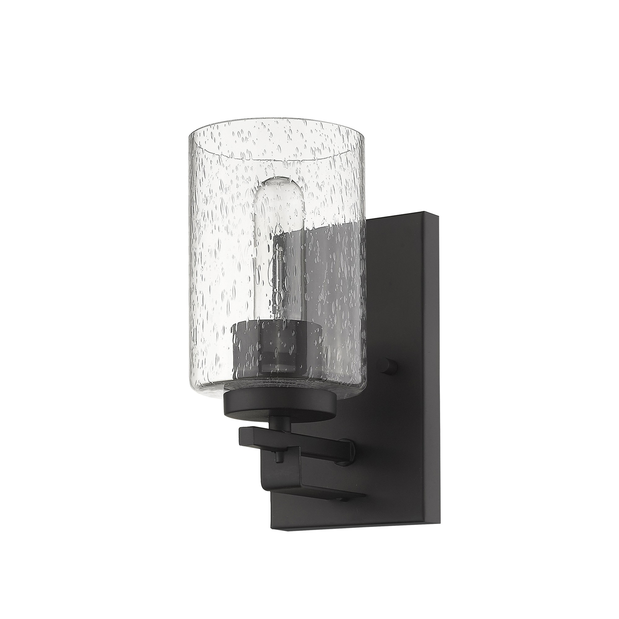 Bronze Wall Sconce with Textured Glass Shade, Modern Style - Cave Supplies