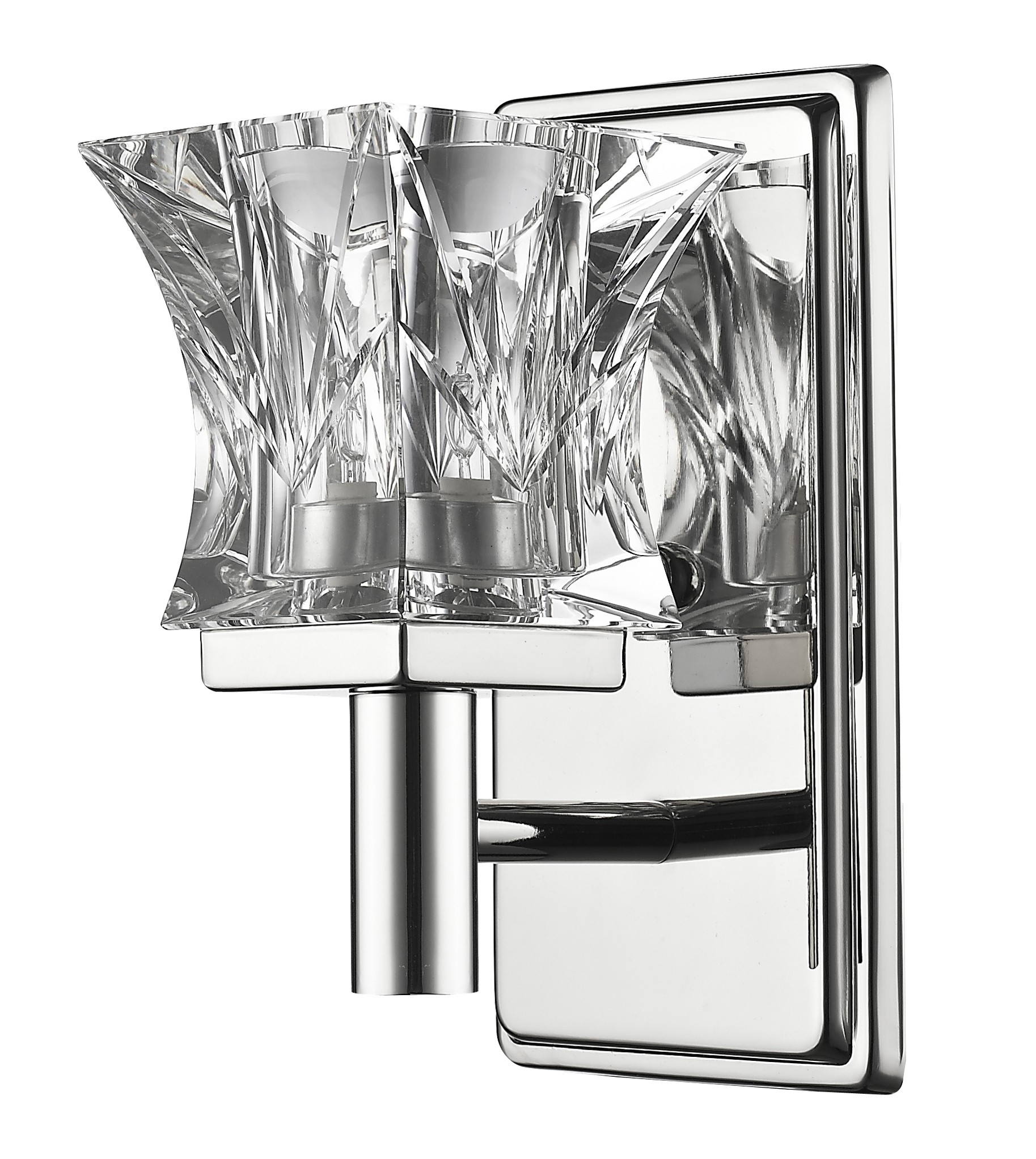 Polished Nickel Sconce With Crystal Shade - Cave Supplies