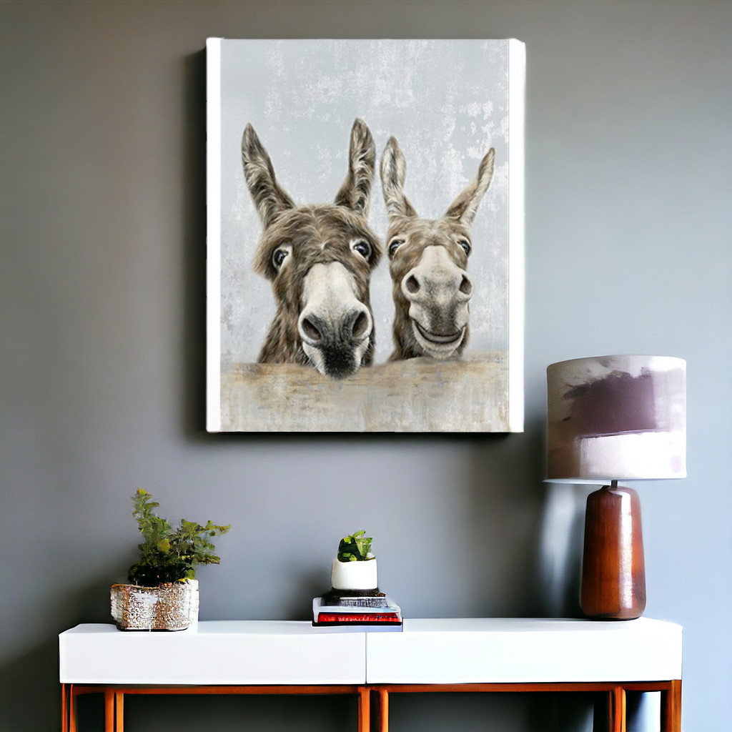 Cute Donkeys Giclée Canvas Wall Art, Unframed, Vertical Decor - Cave ...