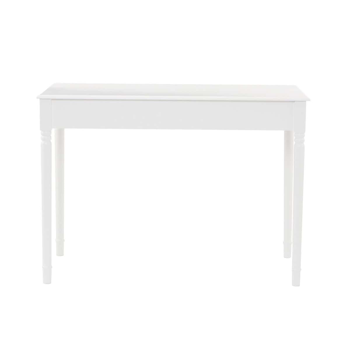White Solid Wood Writing Desk with Two Drawers and Spindle Legs - Cave ...