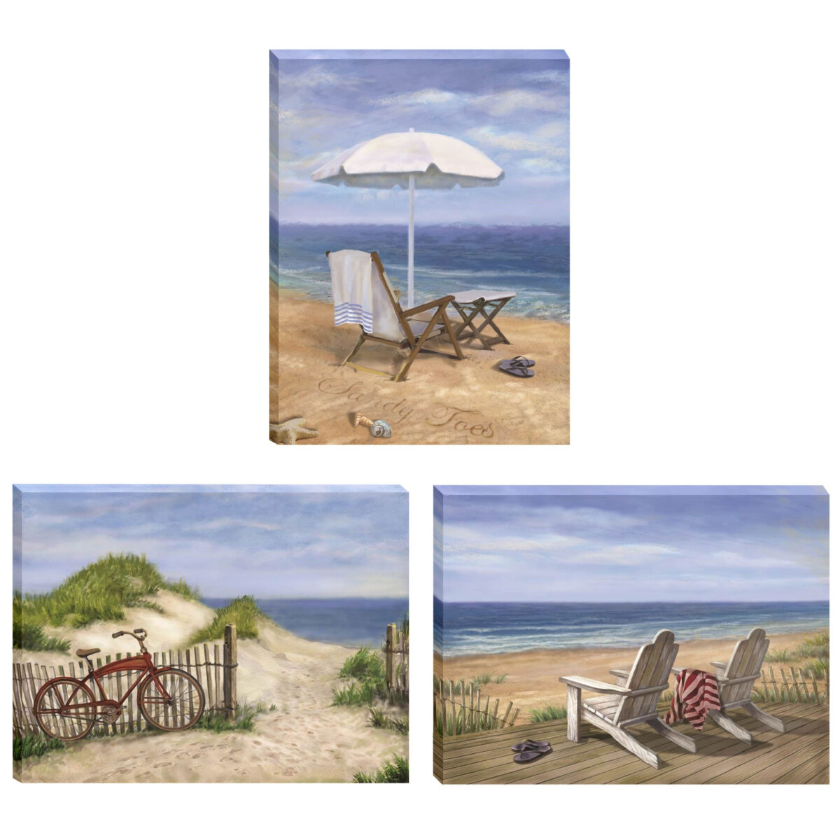 Set of 3 Beach Canvas Wall Art Prints - Cave Supplies