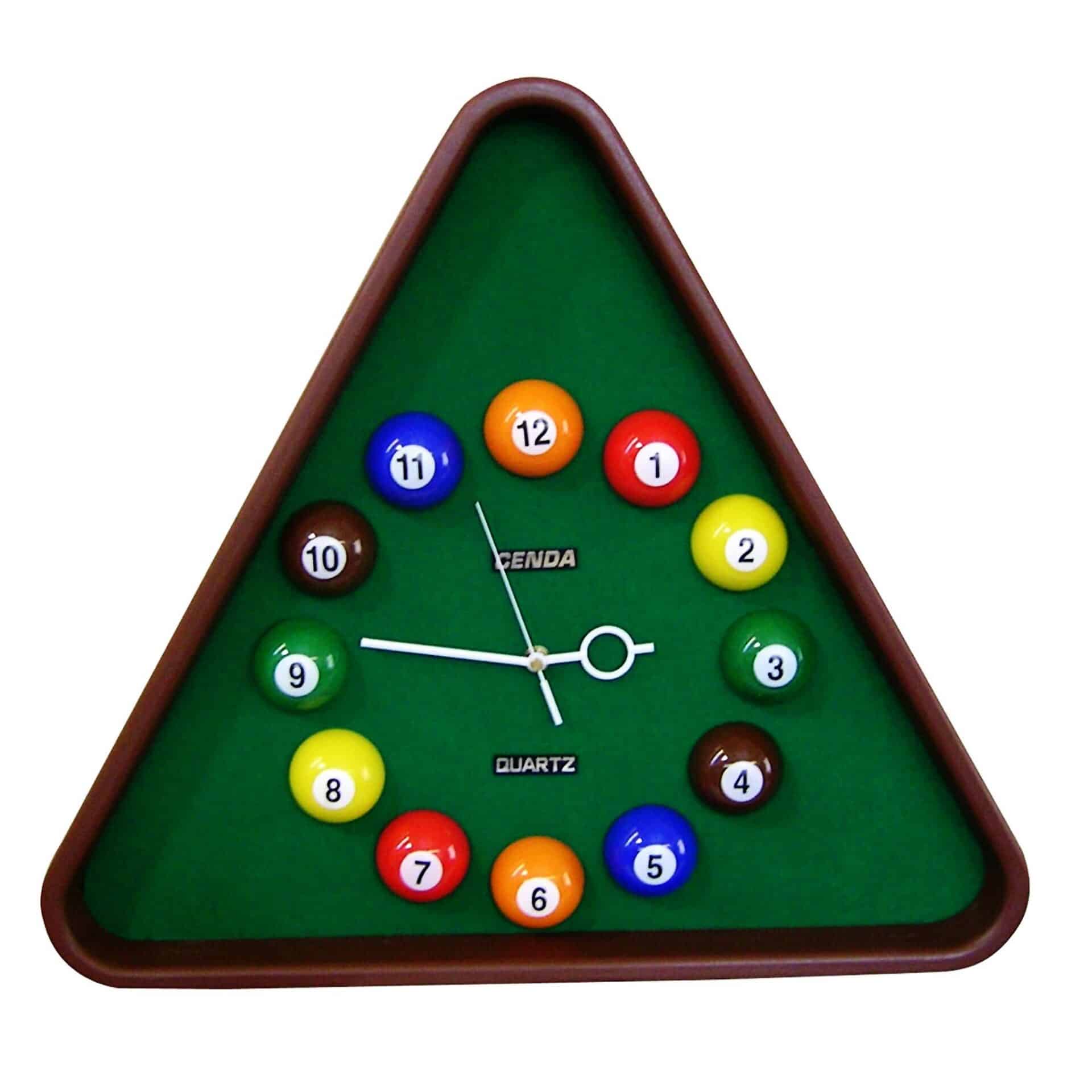 Triangle Green Resin Analog Billiards Wall Clock 21-Inch - Cave Supplies