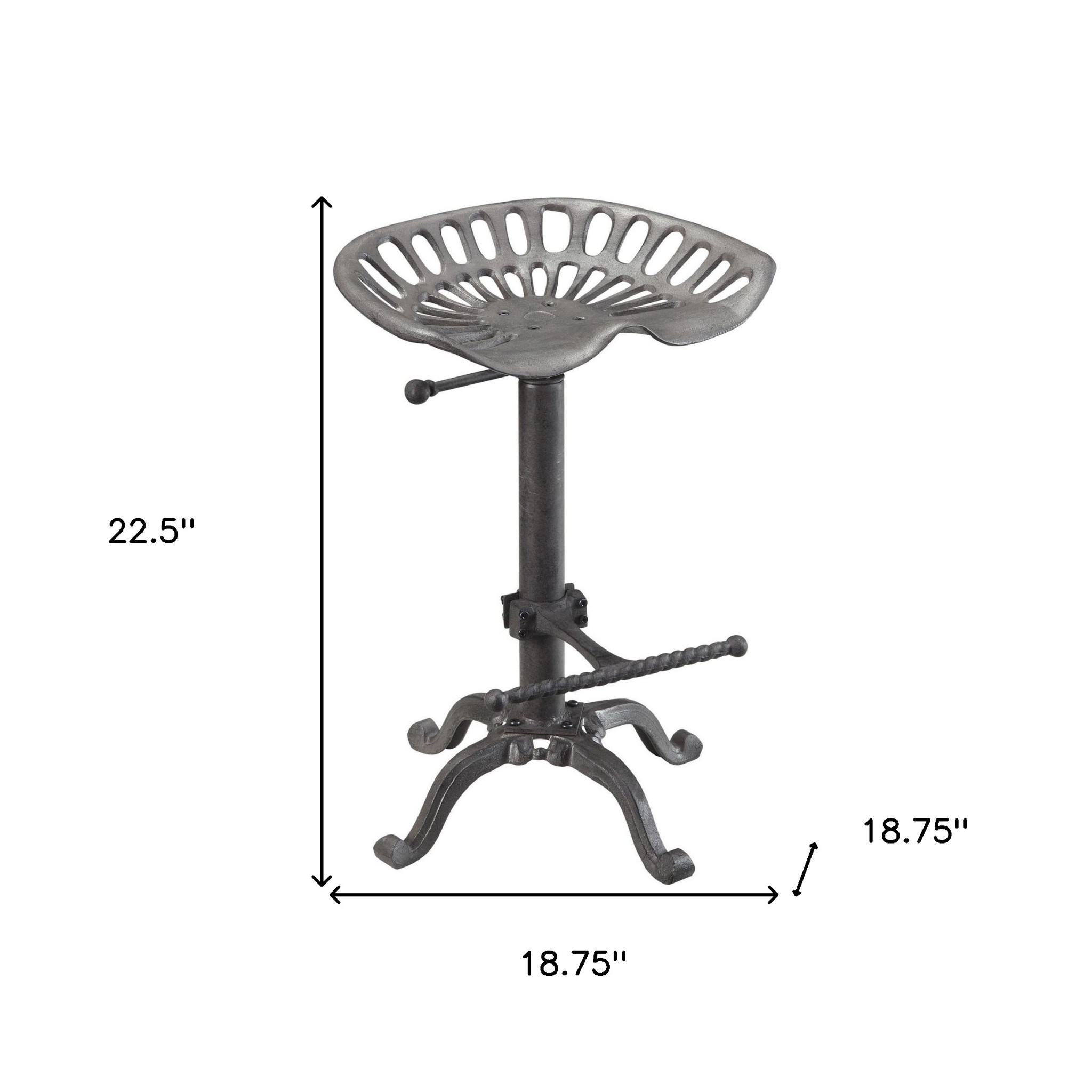 23 Inch Gray Adjustable Height Backless Industrial Bar Stool With ...