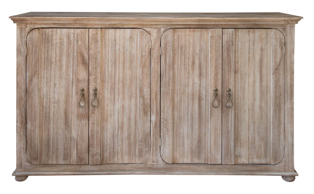 Distressed Mango and Pine Wood Credenza With Shelving 72 Inch - Cave ...