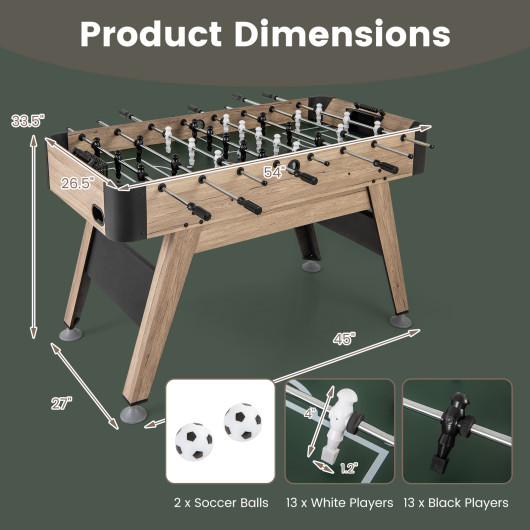 Foosball Table with 2 Balls Adjustable Legs and 26 Players - Cave Supplies