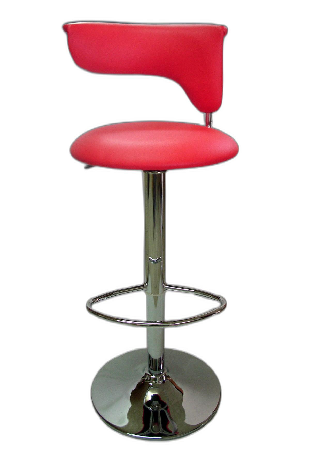 Adjustable Red and Silver Modern Low Back Bar Stool - Cave Supplies