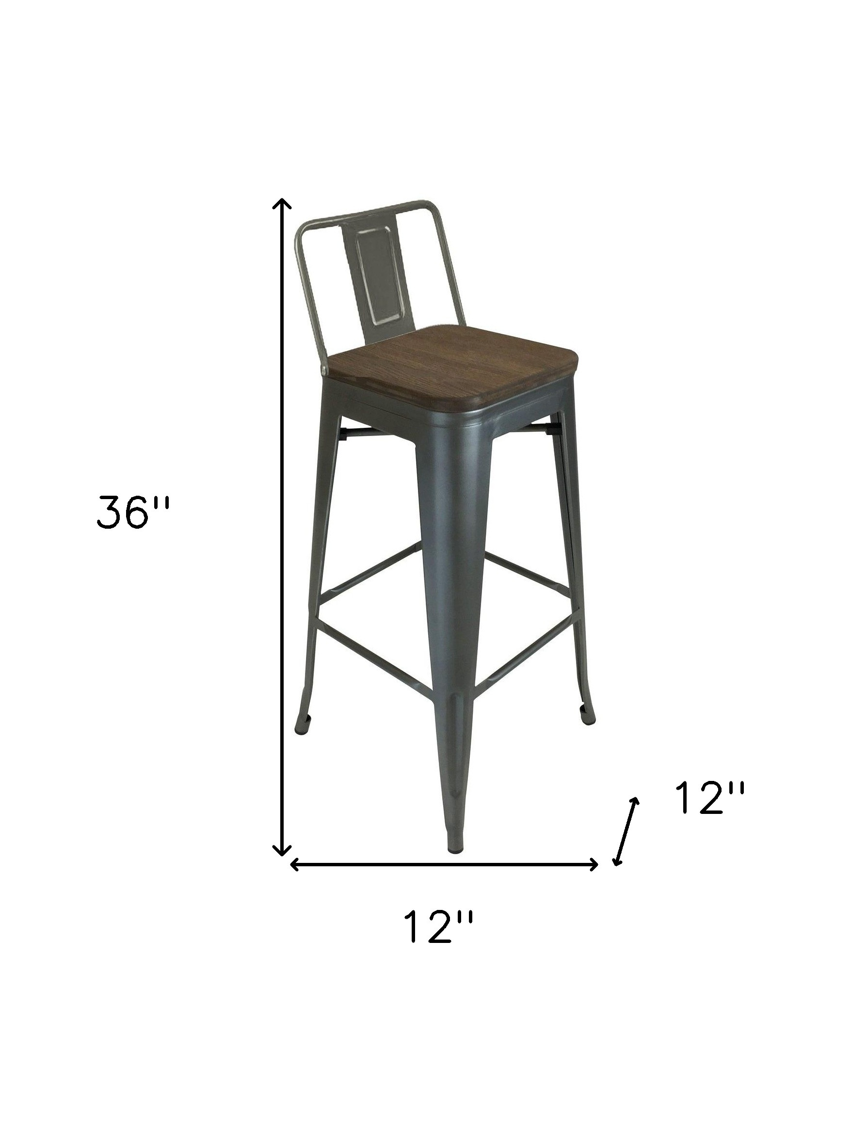 30 Inch Brown and Gunmetal Modern Bar Stools with Footrest (Set of 4 ...