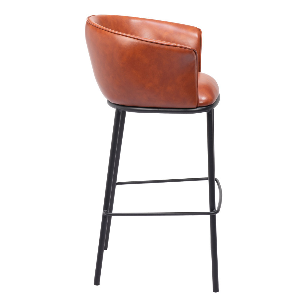 30 Inch Brown Faux Leather and Steel Bar Stool - Cave Supplies