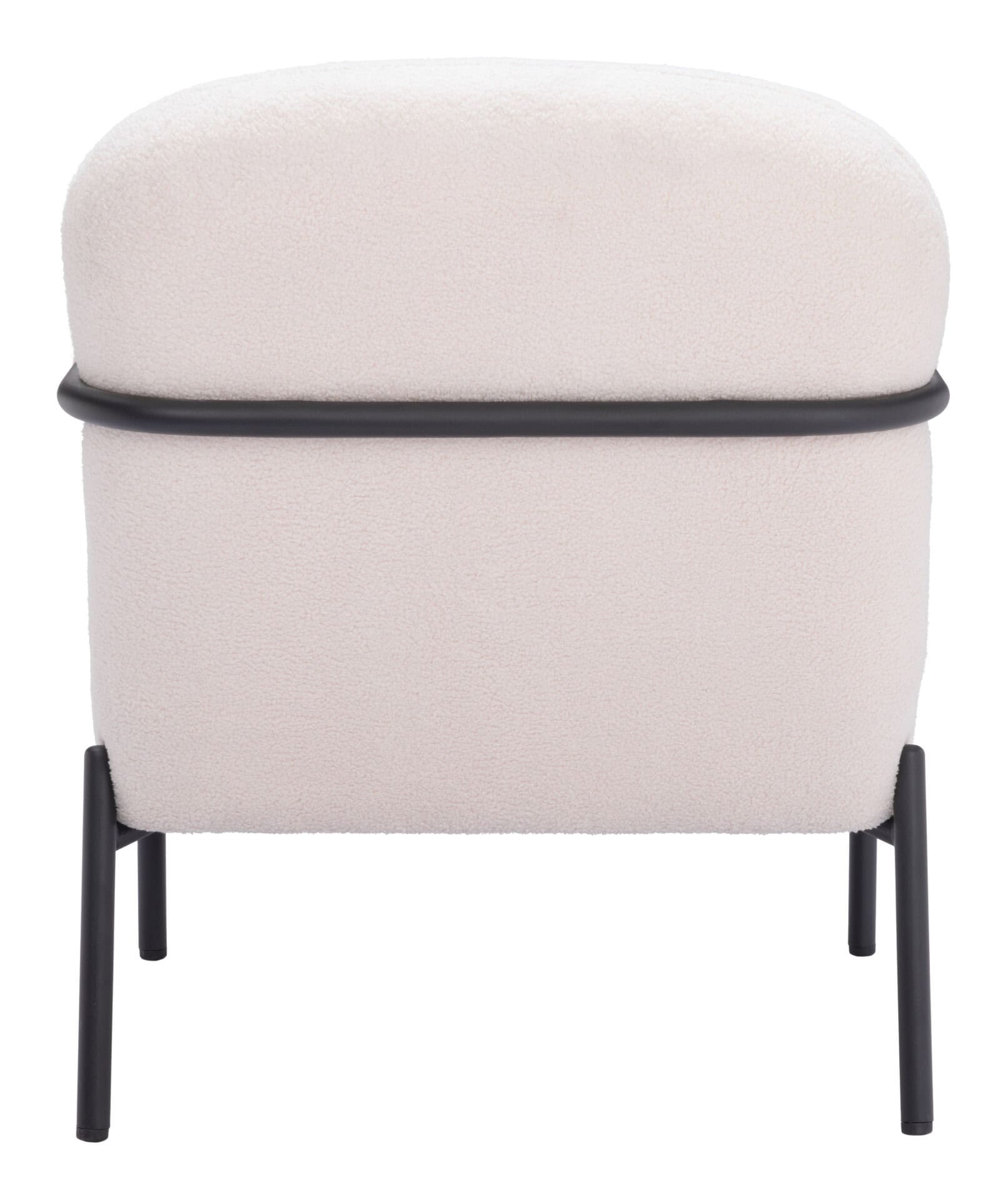 Ivory Shearling Style Accent Chair with Powder Coated Steel Frame ...