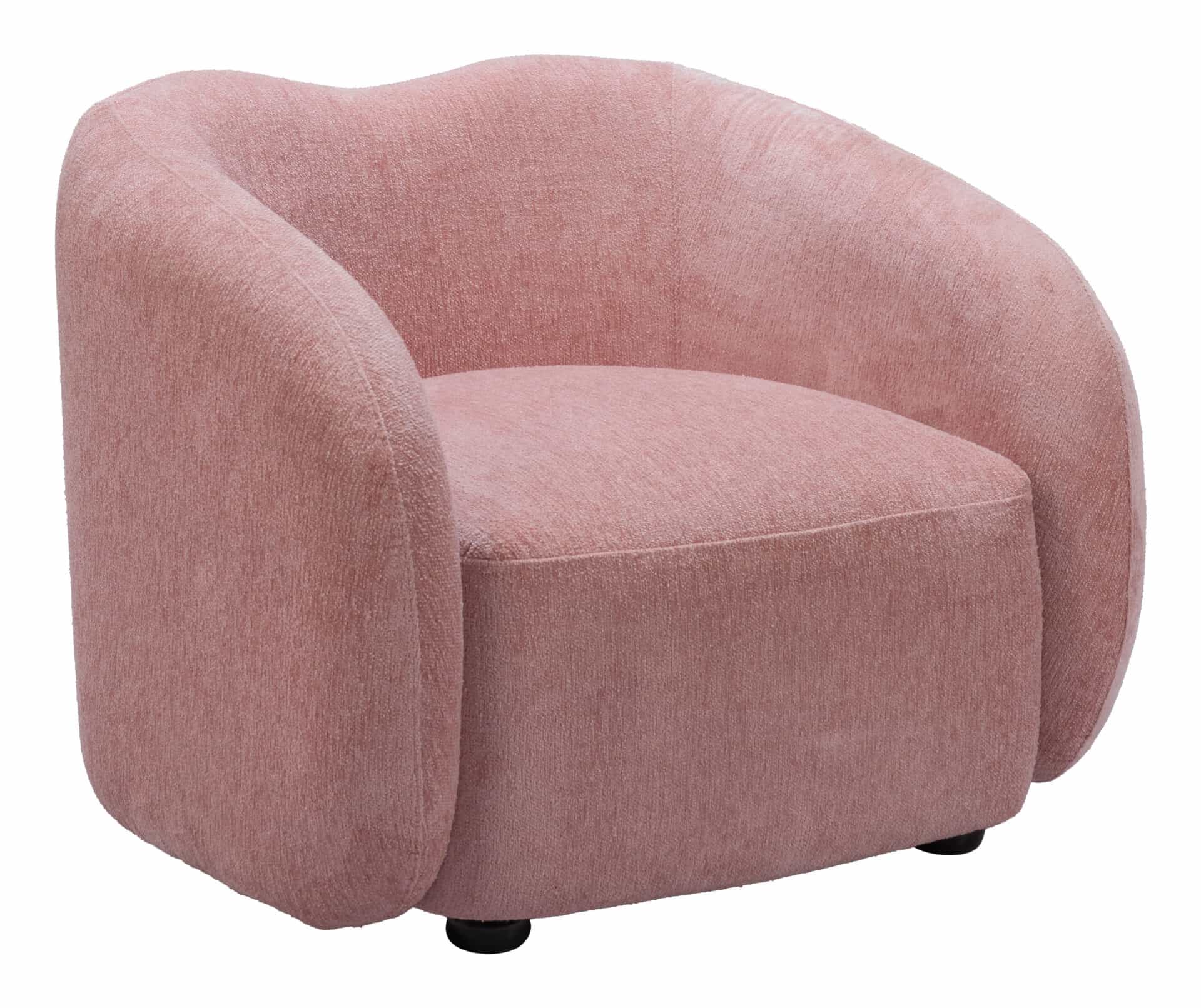 Plush Velvet Accent Chair with Birch Wood Legs - Mauve Pink - Cave Supplies