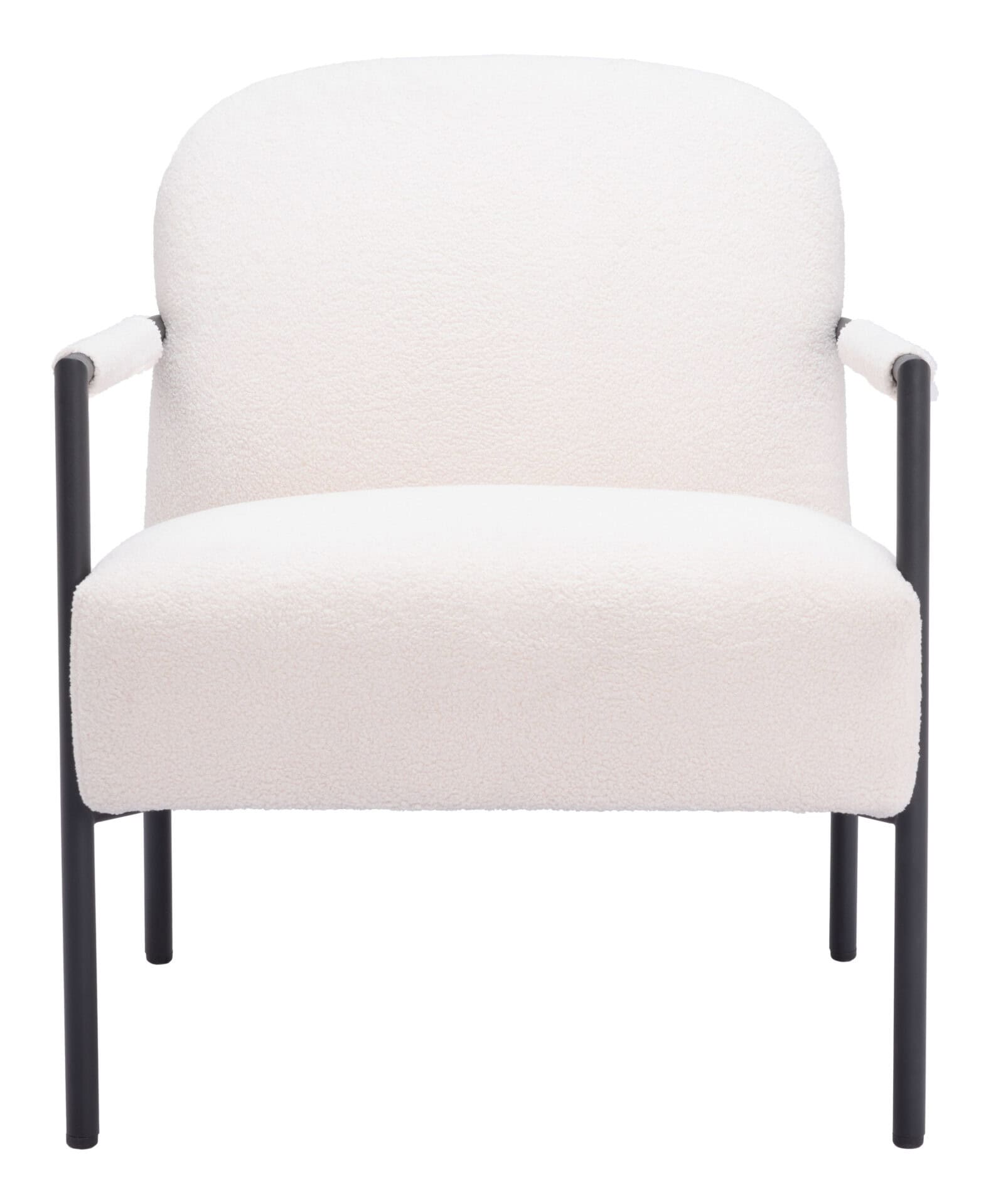 Ivory Shearling Style Accent Chair with Powder Coated Steel Frame ...