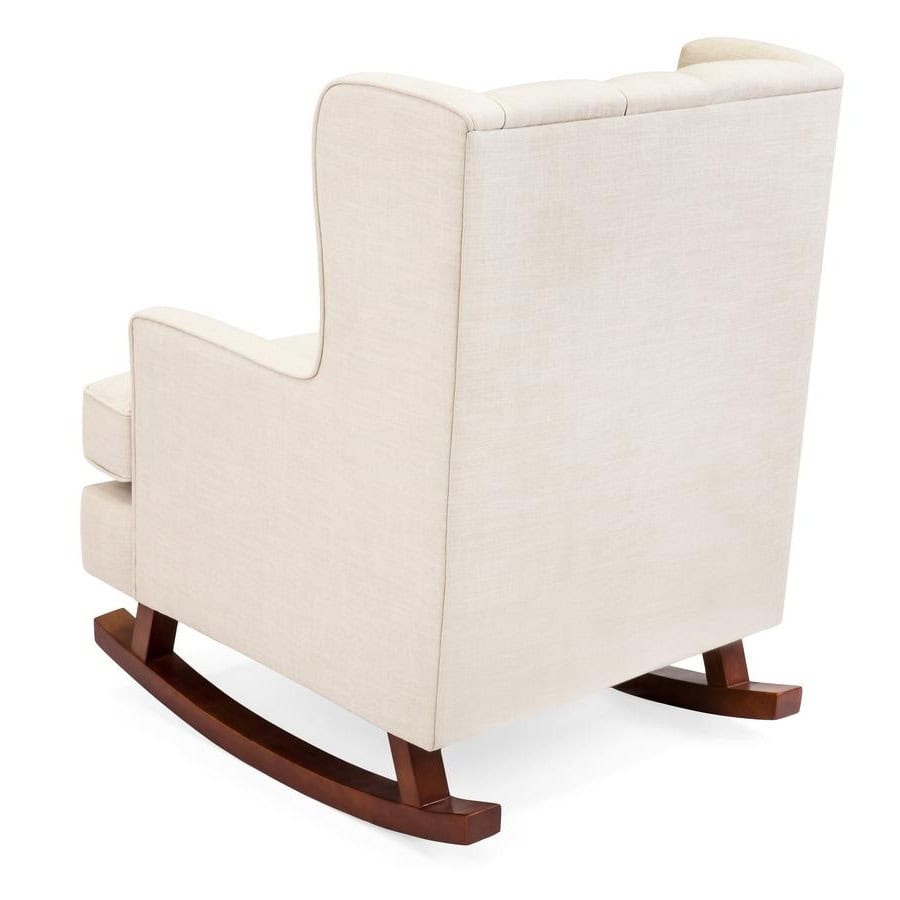 Beige Tufted Upholstered Wingback Rocking Chair with Soft Cushioning ...