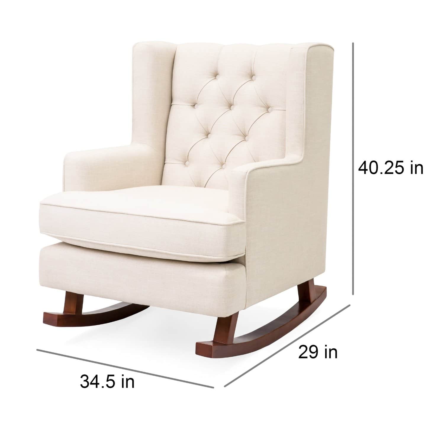 Beige Tufted Upholstered Wingback Rocking Chair with Soft Cushioning ...