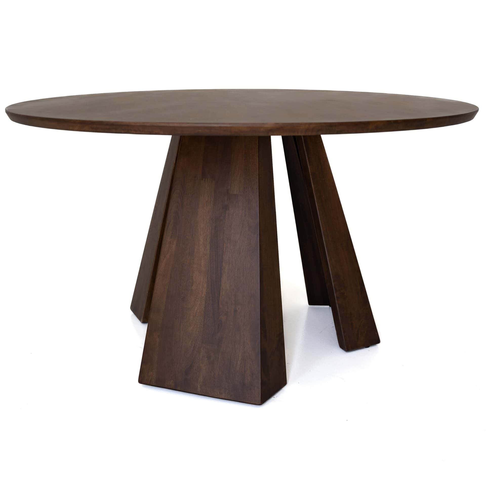 Brown Wood Round Dining Table with Pedestal Base - Cave Supplies