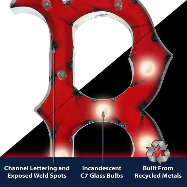 Boston Recycled Metal Lighted Sign MLB Officially Licensed - Cave Supplies