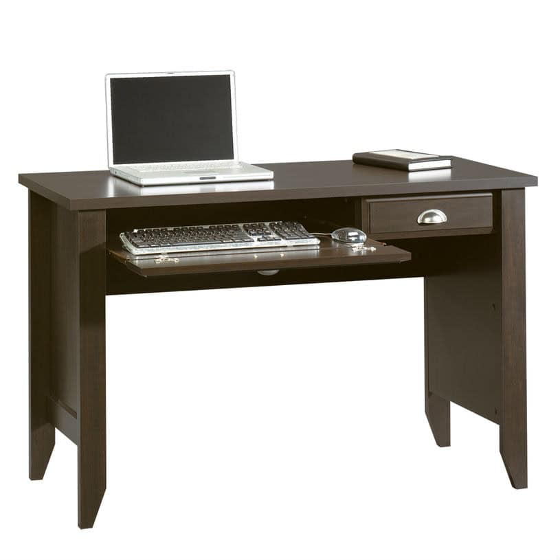 Dark Brown Espresso Computer Desk with Keyboard Tray and Drawer - Cave ...