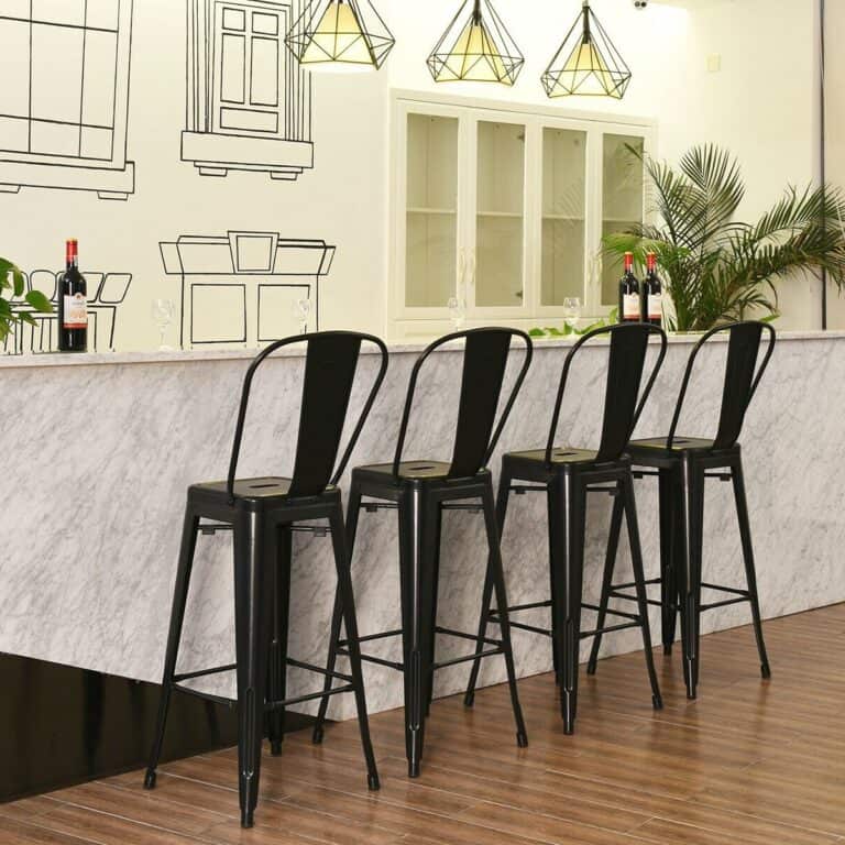 Black High Back Metal Bar Stools 30-Inch Stackable (Set of 4) - Cave ...