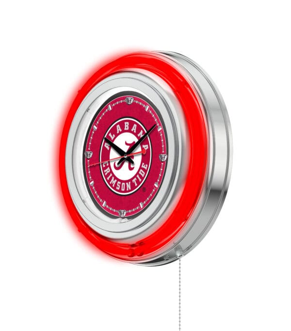 University of Alabama (Script A) 15-Inch Neon Logo Clock in Chrome ...