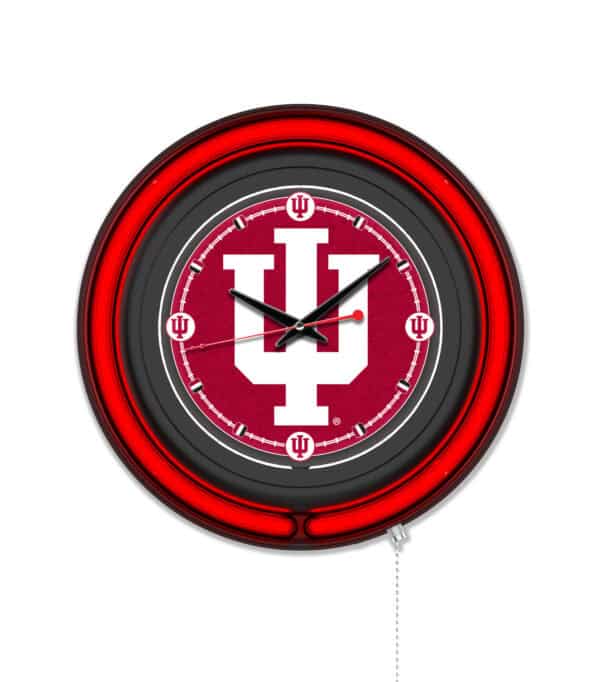 Indiana University 15-Inch Neon Logo Clock in Black - Cave Supplies