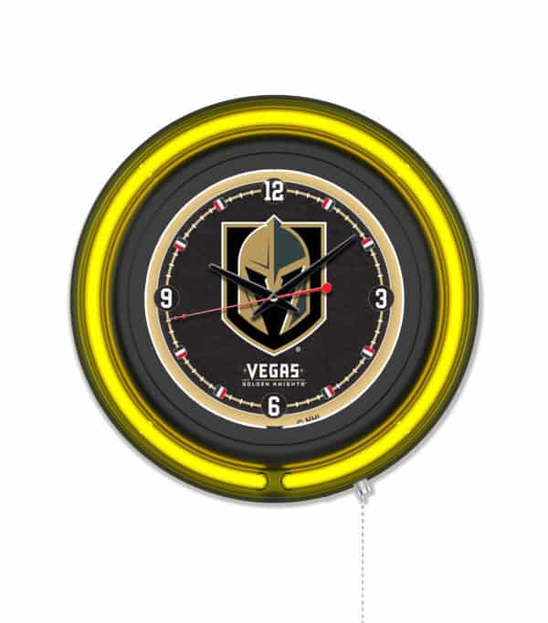 Vegas Golden Knights 15-Inch Neon Logo Clock in Black - Cave Supplies