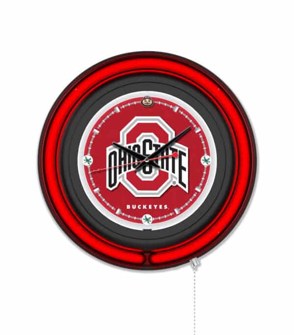Ohio State University 15-Inch Neon Logo Clock in Black - Cave Supplies