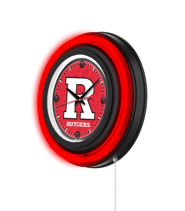 Rutgers 15-Inch Neon Logo Clock in Black - Cave Supplies