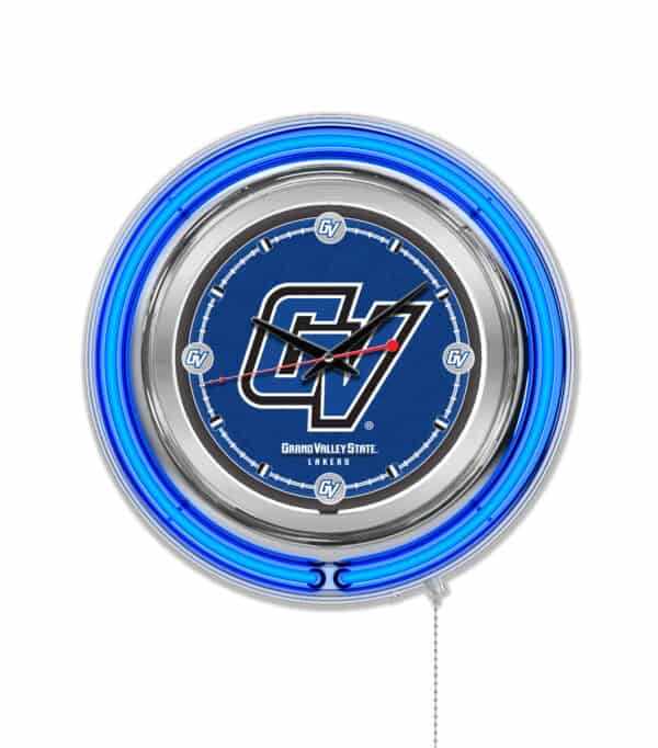 Grand Valley State University 15-Inch Neon Logo Clock in Chrome - Cave ...