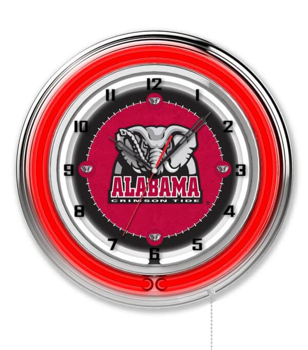 University of Alabama (Elephant) 19-Inch Neon Logo Clock in Chrome ...
